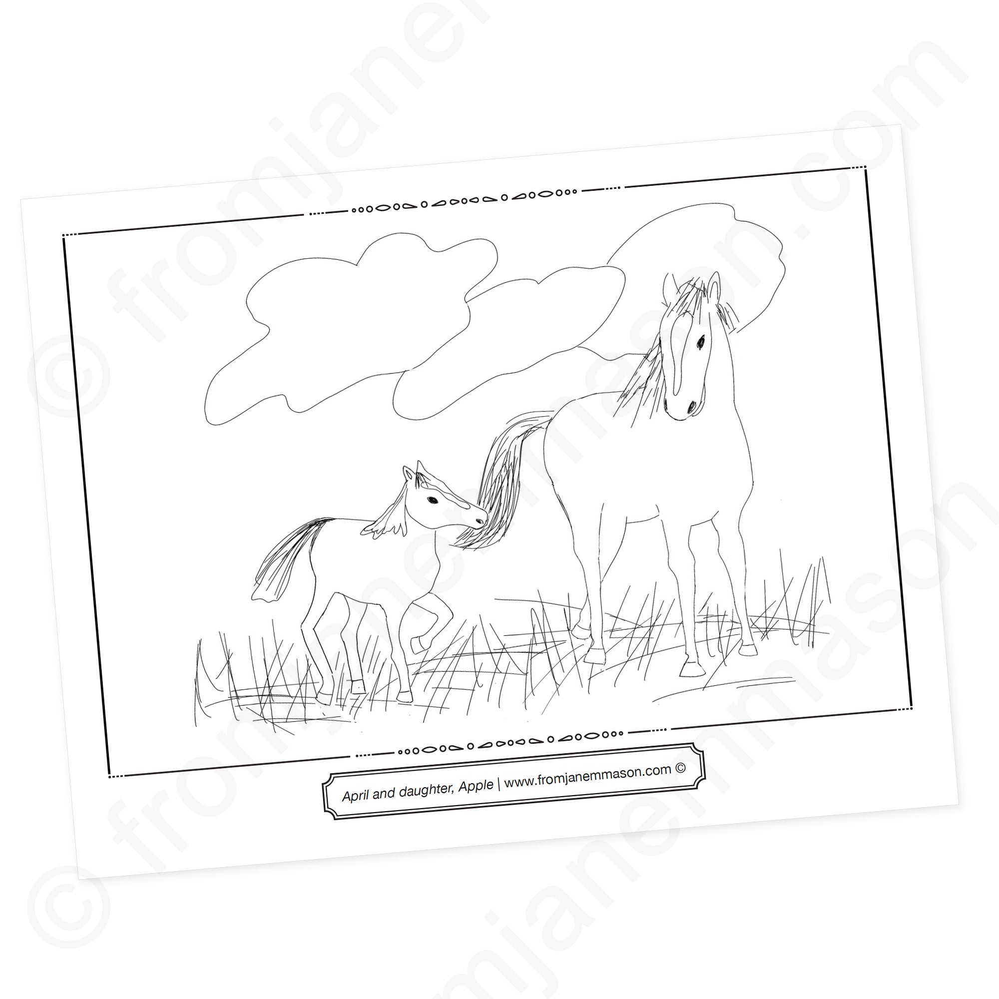 hard coloring pages to print about horses
